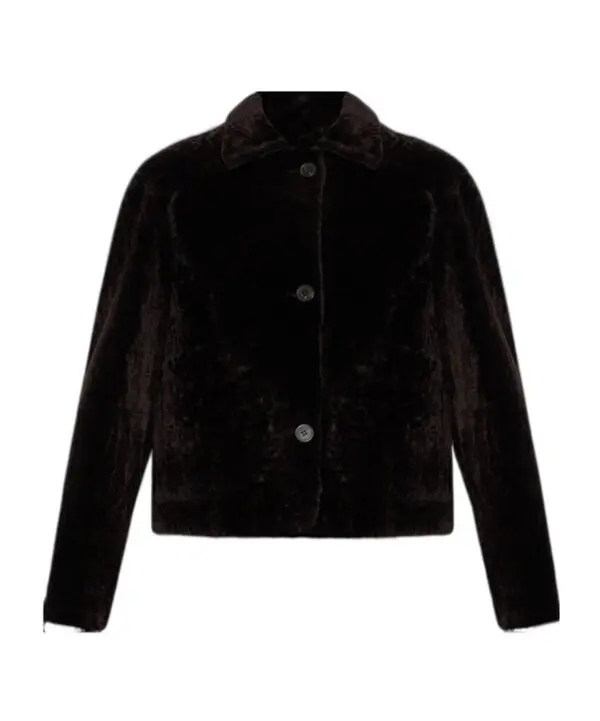 ARMA Fauxfur Collared Cropped Jacket - Marrón