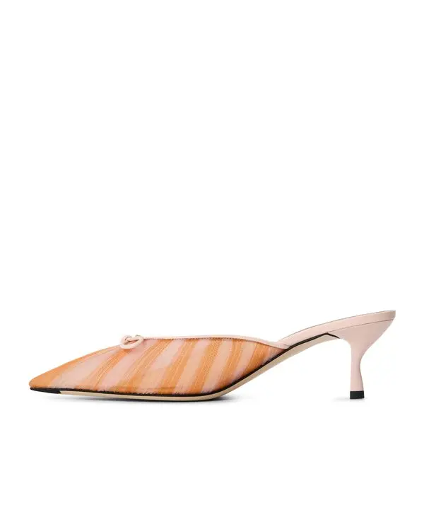 Fendi Tulle Kitten Heeled Mules
