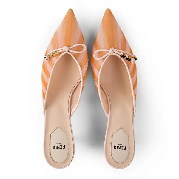 Fendi Tulle Kitten Heeled Mules
