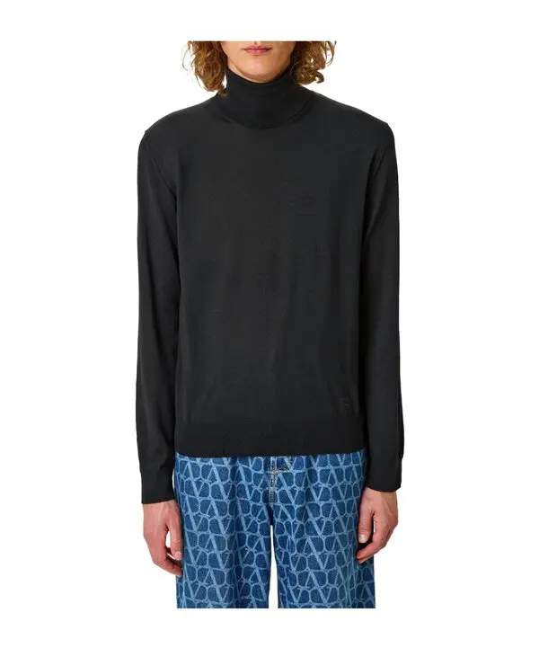 Valentino Garavani Ribbed Turtleneck Sweater With Vlogo Signature