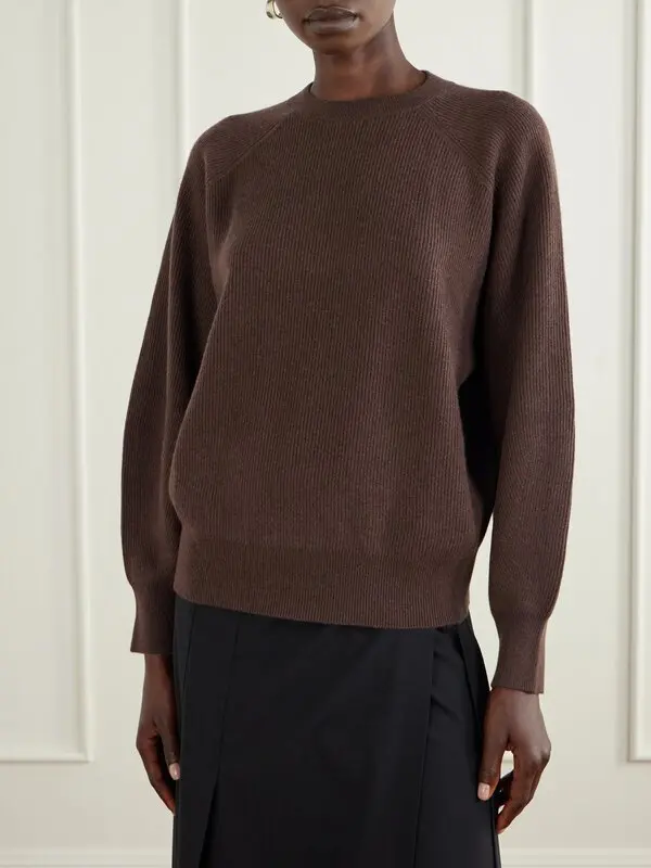 Brunello Cucinelli Ribbed Cashmere Crewneck Sweater