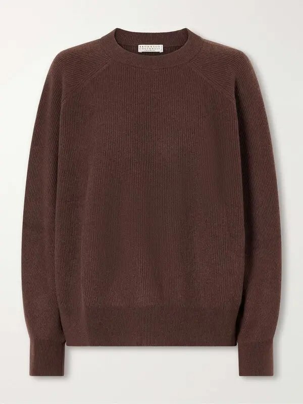 Brunello Cucinelli Ribbed Cashmere Sweater - Dark Brown