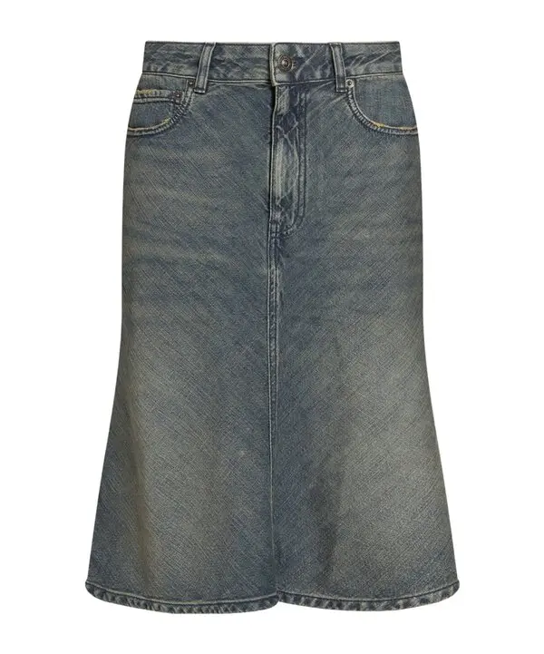 Balenciaga Dark Denim Flare Skirt - Blue