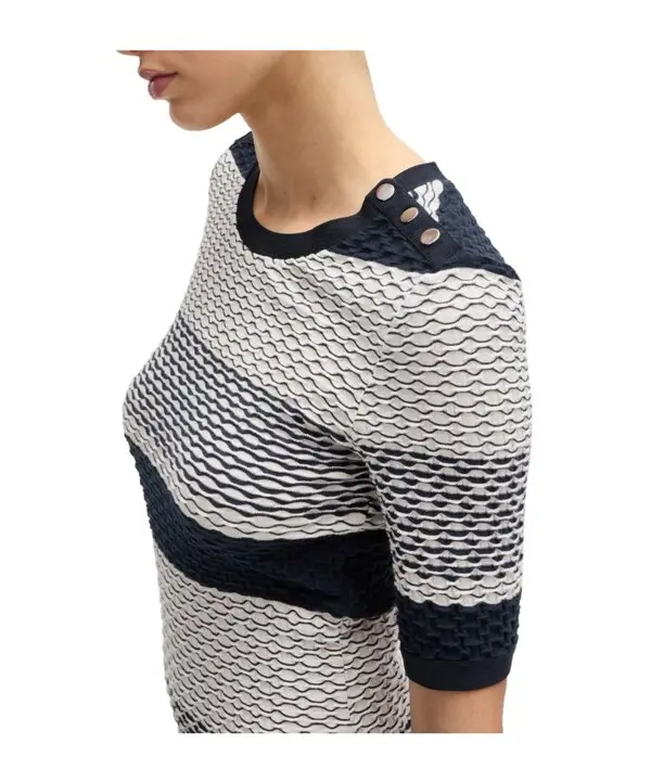 Hugo Boss Colorblock Striped Knit Midi Dress