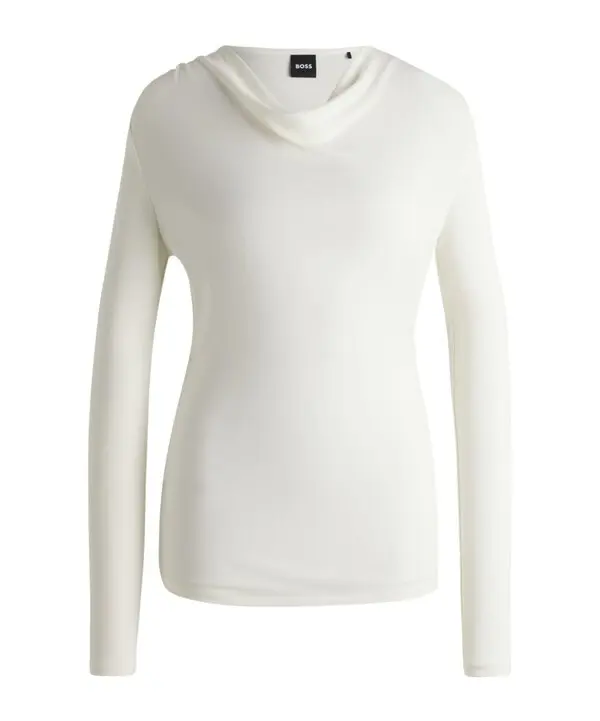 Hugo Boss Cowlneck Longsleeve Top - White