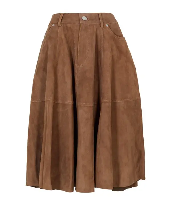 AMI Paris Midi Skirt - Brown
