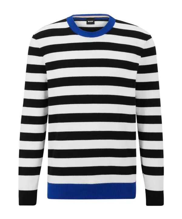 Hugo Boss Colorblock Crewneck Striped Knit Sweater