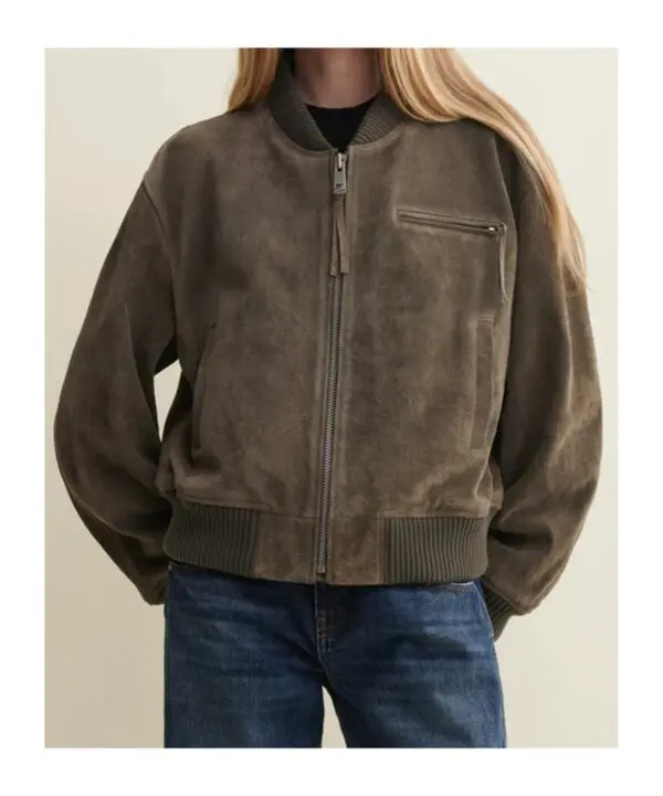 ARMA Cropped Suede Bomber Jacket