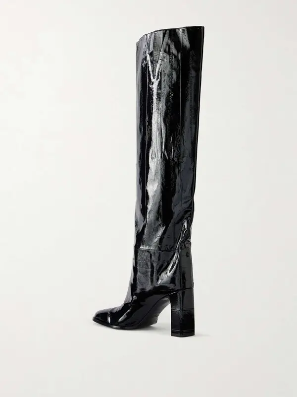JIMMY CHOO Caly 85 Eel-effect Leather Knee Boots