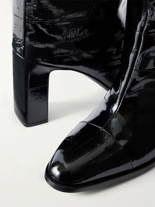 JIMMY CHOO Caly 85 Eel-effect Leather Knee Boots