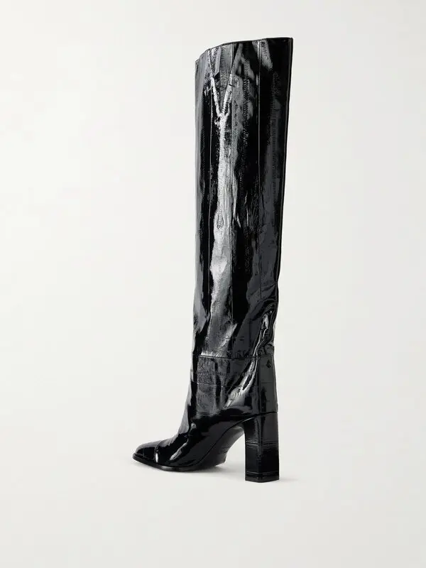 JIMMY CHOO Caly 85 Eel-effect Leather Knee Boots