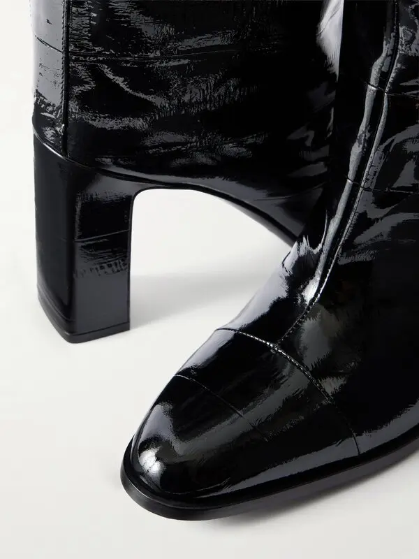 JIMMY CHOO Caly 85 Eel-effect Leather Knee Boots