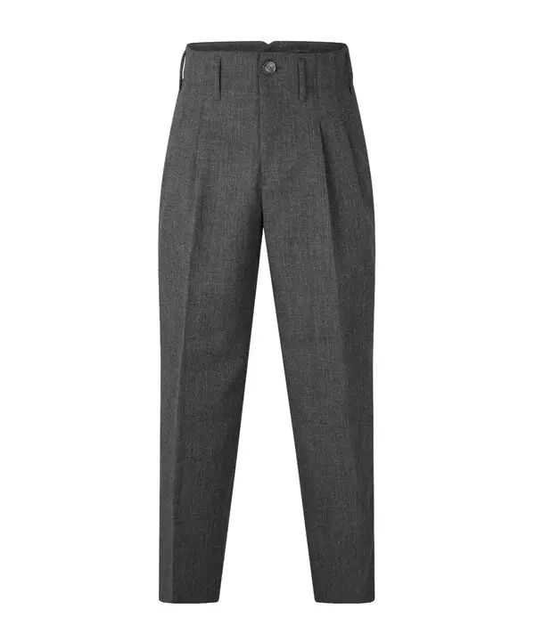 AMI Paris Check Pleated Cropped Trousers - Grey