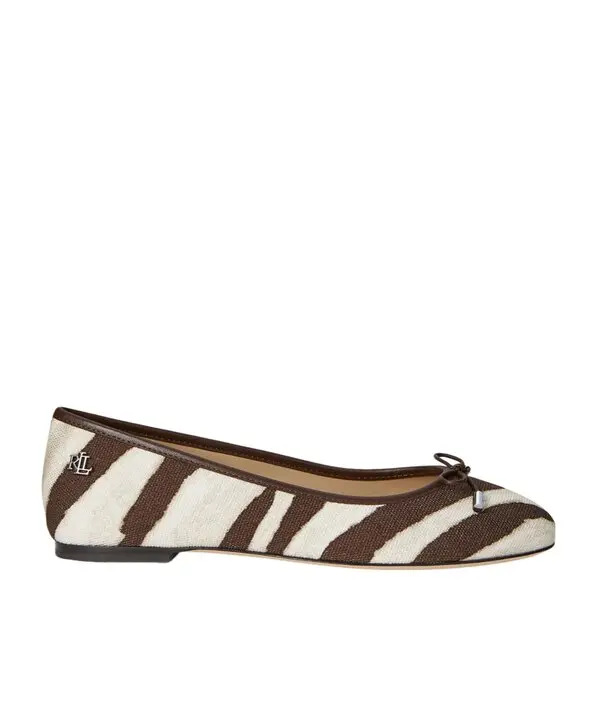 Ralph Lauren Metallic Bow Ballet Flats