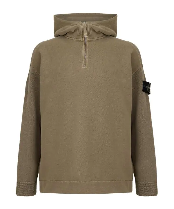 Stone Island Halfzip Hooded Sweatshirt - Brown