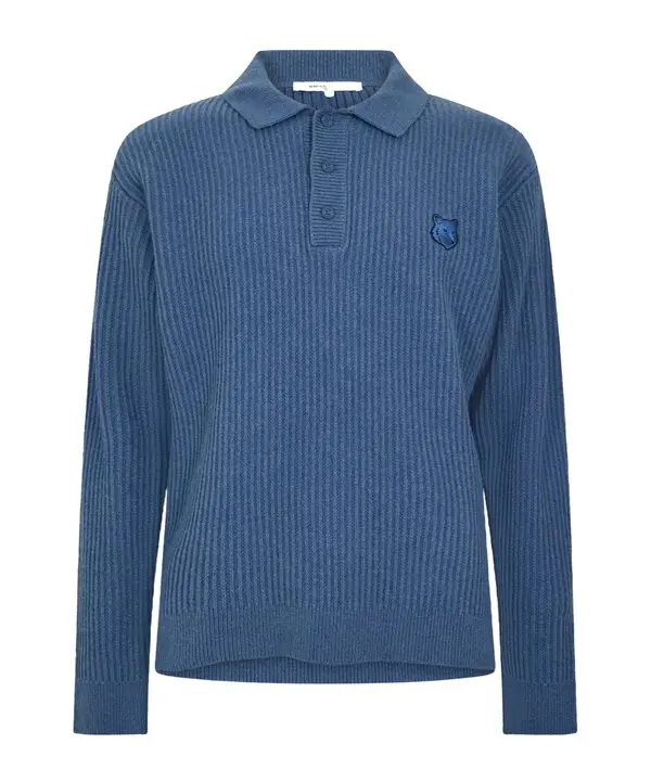 Maison Kitsuné Knitted Long Sleeve Polo Shirt