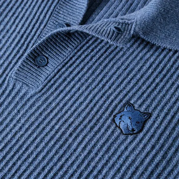 Maison Kitsuné Knitted Long Sleeve Polo Shirt