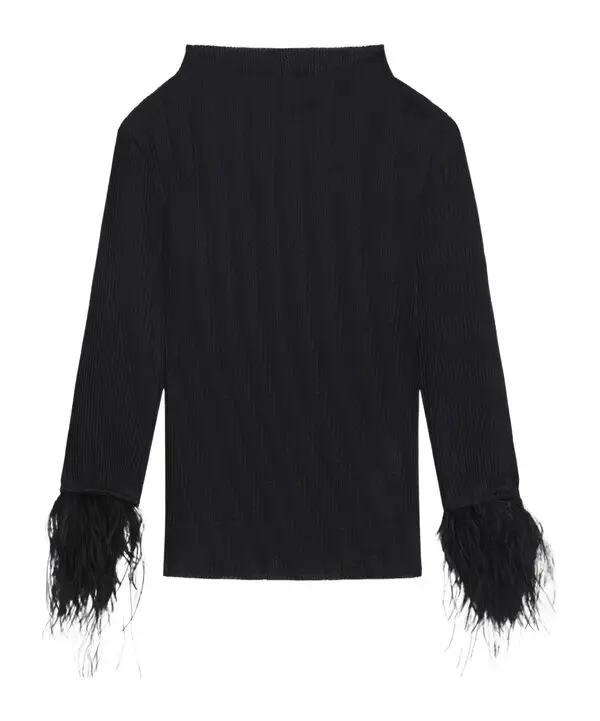 Hugo Boss Solid Color Feather Cuff Jumper - Black