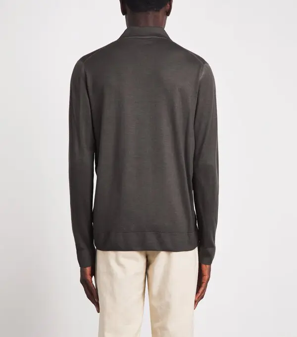 Corneliani Virgin Wool Long-sleeve Polo Shirt