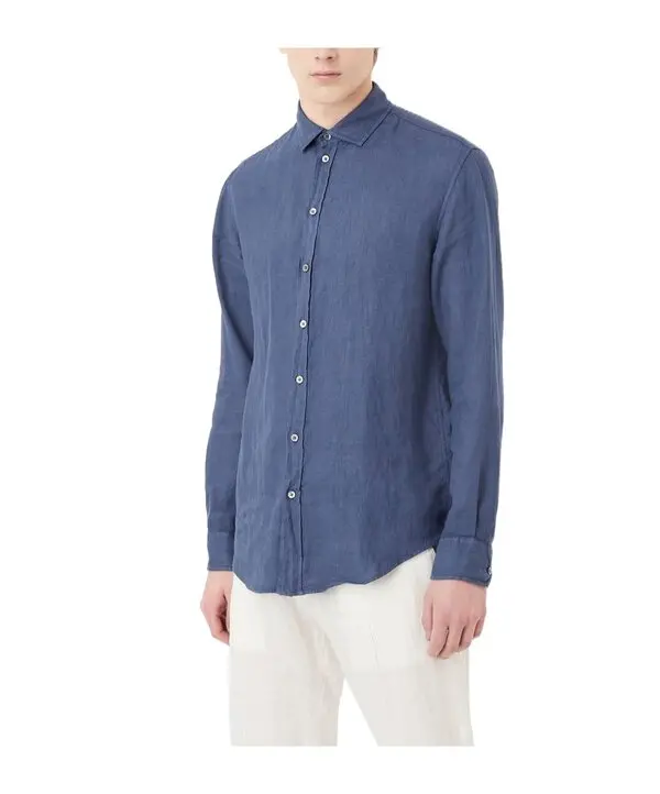Emporio Armani Collar Longsleeve Linen Shirt