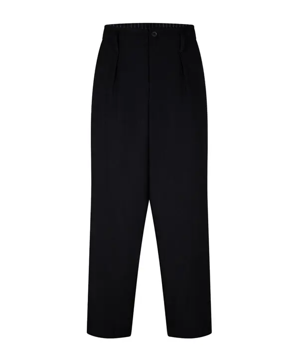Yohji Yamamoto Pleated Tapered Cropped Trousers - Black