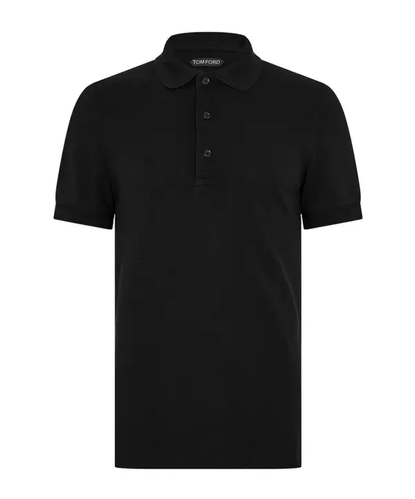 TOM FORD Plain Shortsleeve Polo Shirt - Black