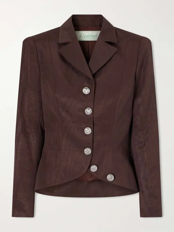 WIEDERHOEFT Twill Embellished Blazer - Brown
