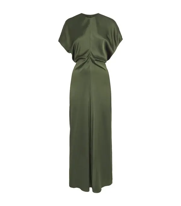 TOTEME Slubbed Slouch-waist Midi Dress - Green
