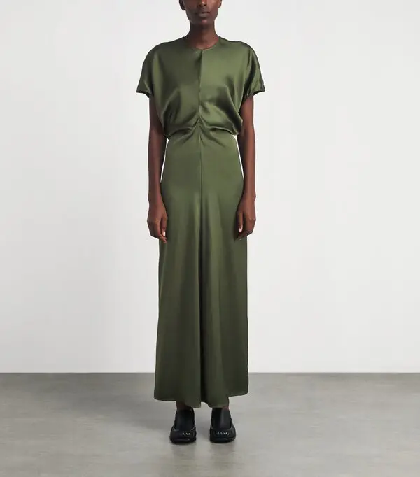 TOTEME Slubbed Slouch-waist Midi Dress - Green
