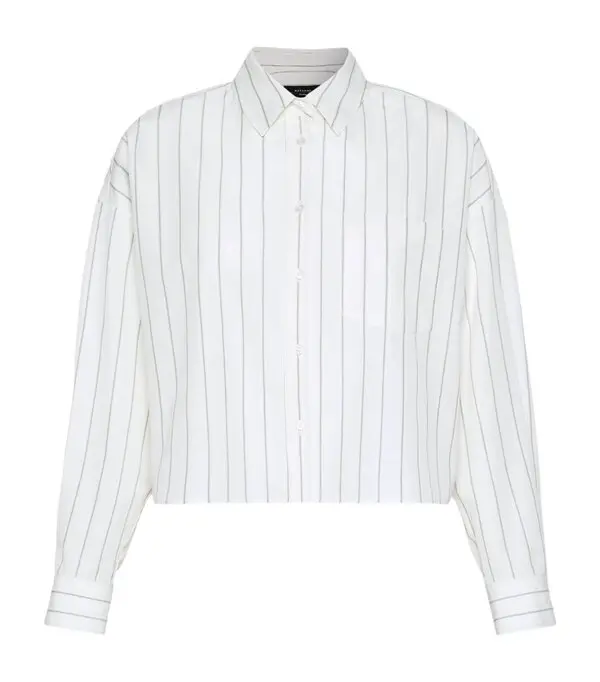 Max Mara Striped Cotton Poplin Shirt With Floral Satin Back Panel