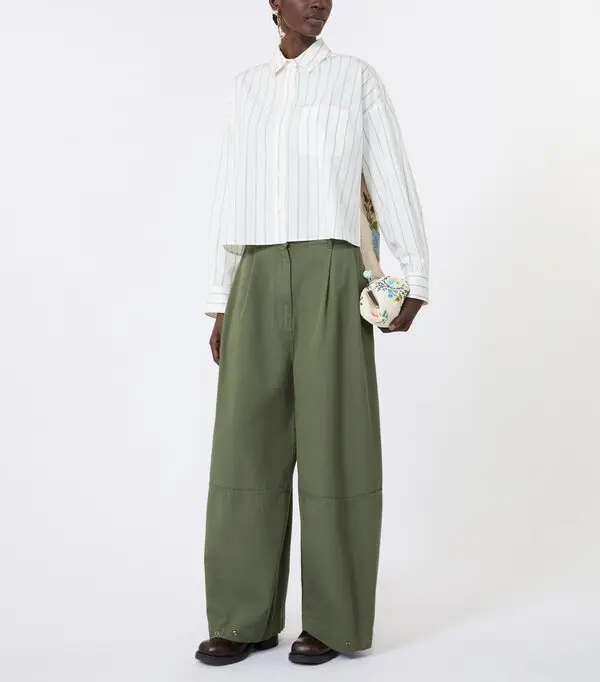 Max Mara Striped Cotton Poplin Shirt With Floral Satin Back Panel