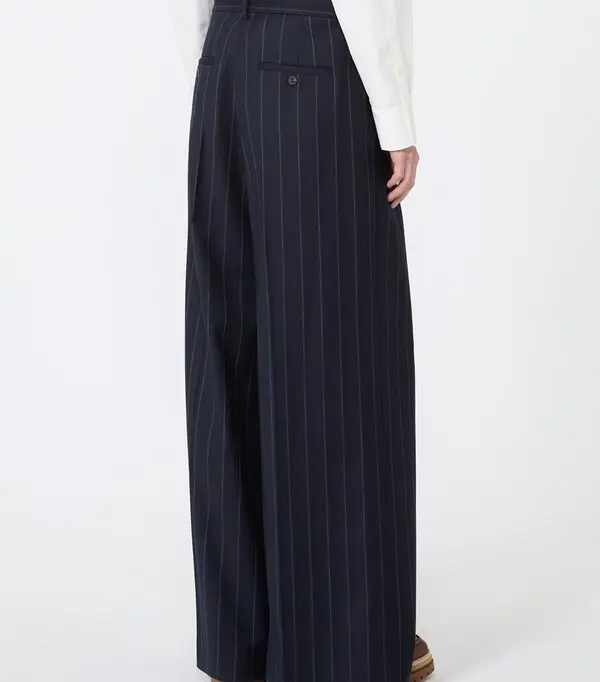 Max Mara Stretch-virgin Wool Pinstripe Wide-leg Trousers