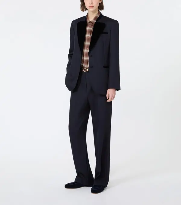 Max Mara Virgin Wool Blazer With Velvet Trim