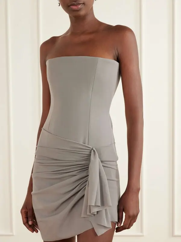 Alex Perry Strapless Gathered Jersey Mini Dress