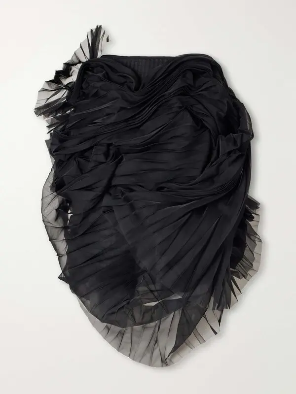 PAULINE DUJANCOURT Minna Eerie Ruched Tulle Knee-length Skirt - Black