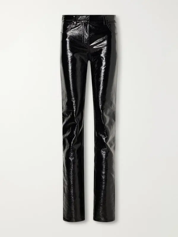 COURREGES Cotton-blend Vinyl Straight-leg Pants - Black