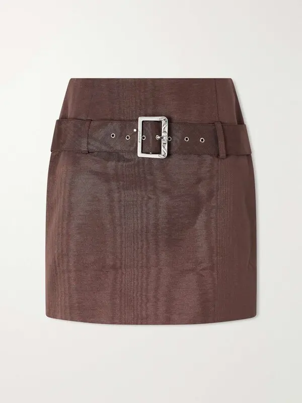 WIEDERHOEFT Belted Twill Mini Skirt