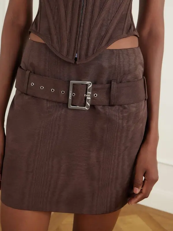 WIEDERHOEFT Belted Twill Mini Skirt