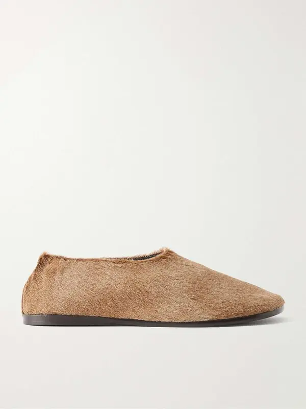 LEMAIRE Glove Calf Hair Slip-ons - Beige
