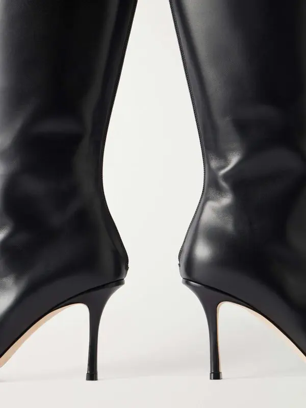 JIMMY CHOO Agathe 85 Leather Knee Boots