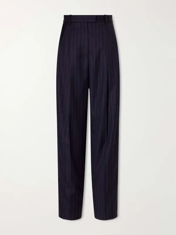 Givenchy Pinstriped Wool Tapered Pants - Navy