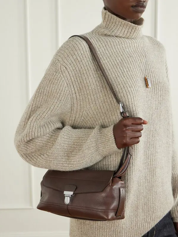 LEMAIRE Gear Small Textured-leather Shoulder Bag - Brown