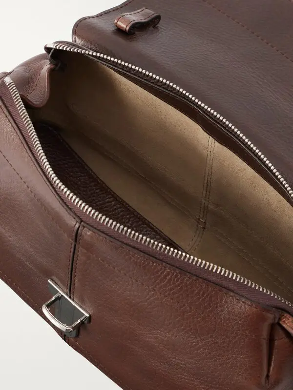 LEMAIRE Gear Small Textured-leather Shoulder Bag - Brown