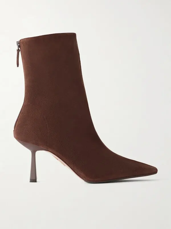 AQUAZZURA Sentier 75 Suede Ankle Boots - Brown