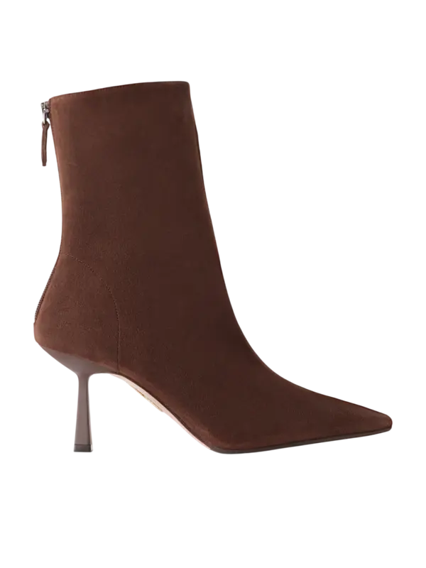 AQUAZZURA Sentier 75 Suede Ankle Boots - Brown