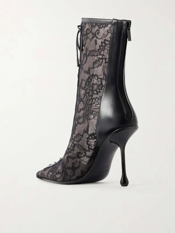 JIMMY CHOO Scarlett 95 Lace And Leather Ankle Boots