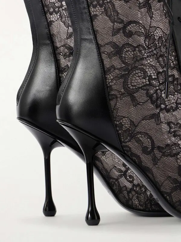 JIMMY CHOO Scarlett 95 Lace And Leather Ankle Boots
