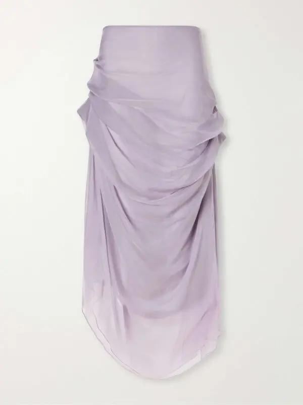 PAULINE DUJANCOURT Najia Silk-blend Chiffon Midi Skirt - Lavender