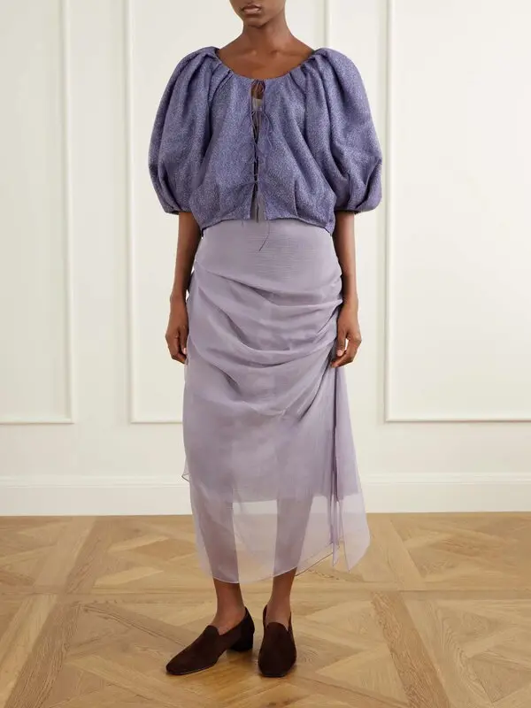 PAULINE DUJANCOURT Najia Silk-blend Chiffon Midi Skirt