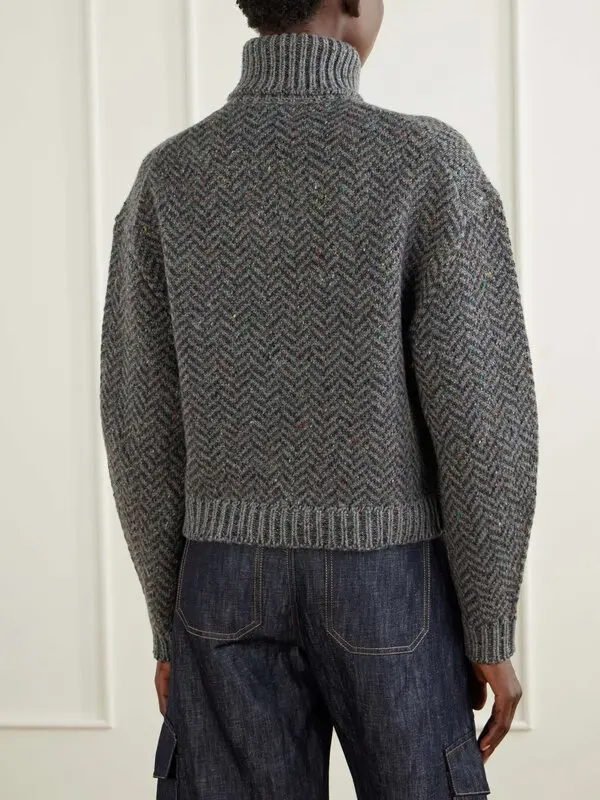 Gabriela Hearst Courtney Herringbone Cashmere Turtleneck Sweater